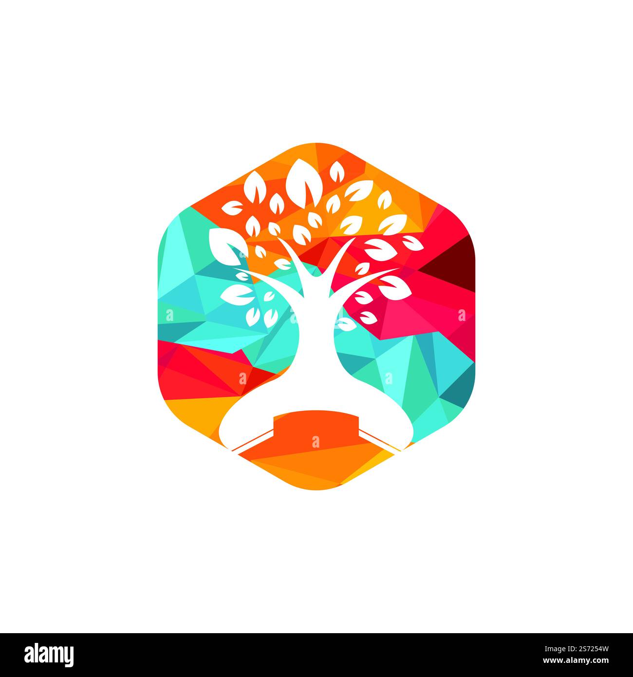 Nature call vector logo design. Handset tree icon design template Stock ...
