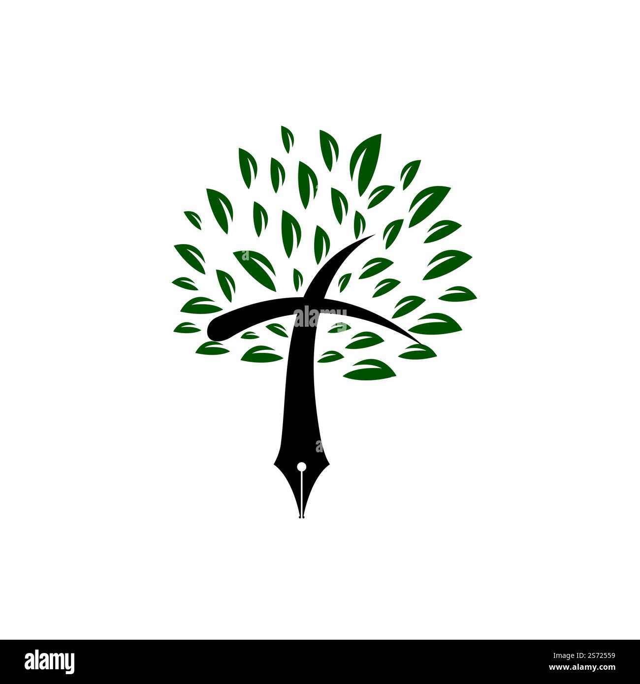 Tree pen and cross vector logo design template. Bible learning and ...