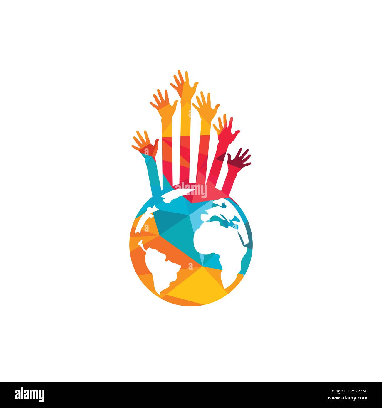 World hands vector logo design template. World support logo concept ...