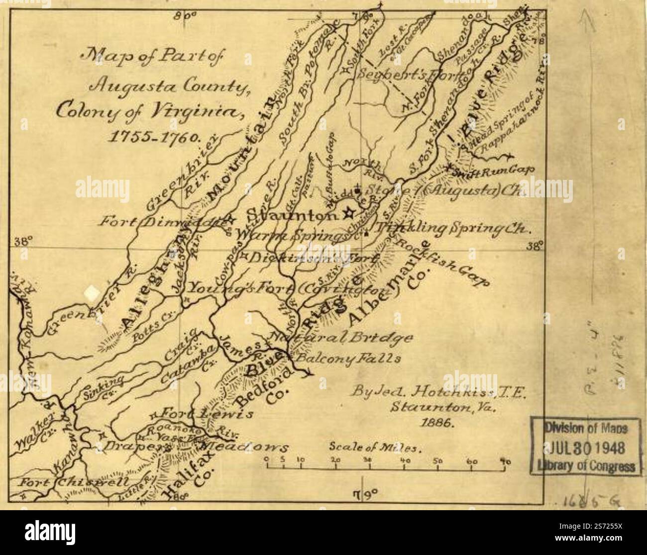 Map of part of Augusta County, Colony of Virginia, 1755-1760 1886 by ...