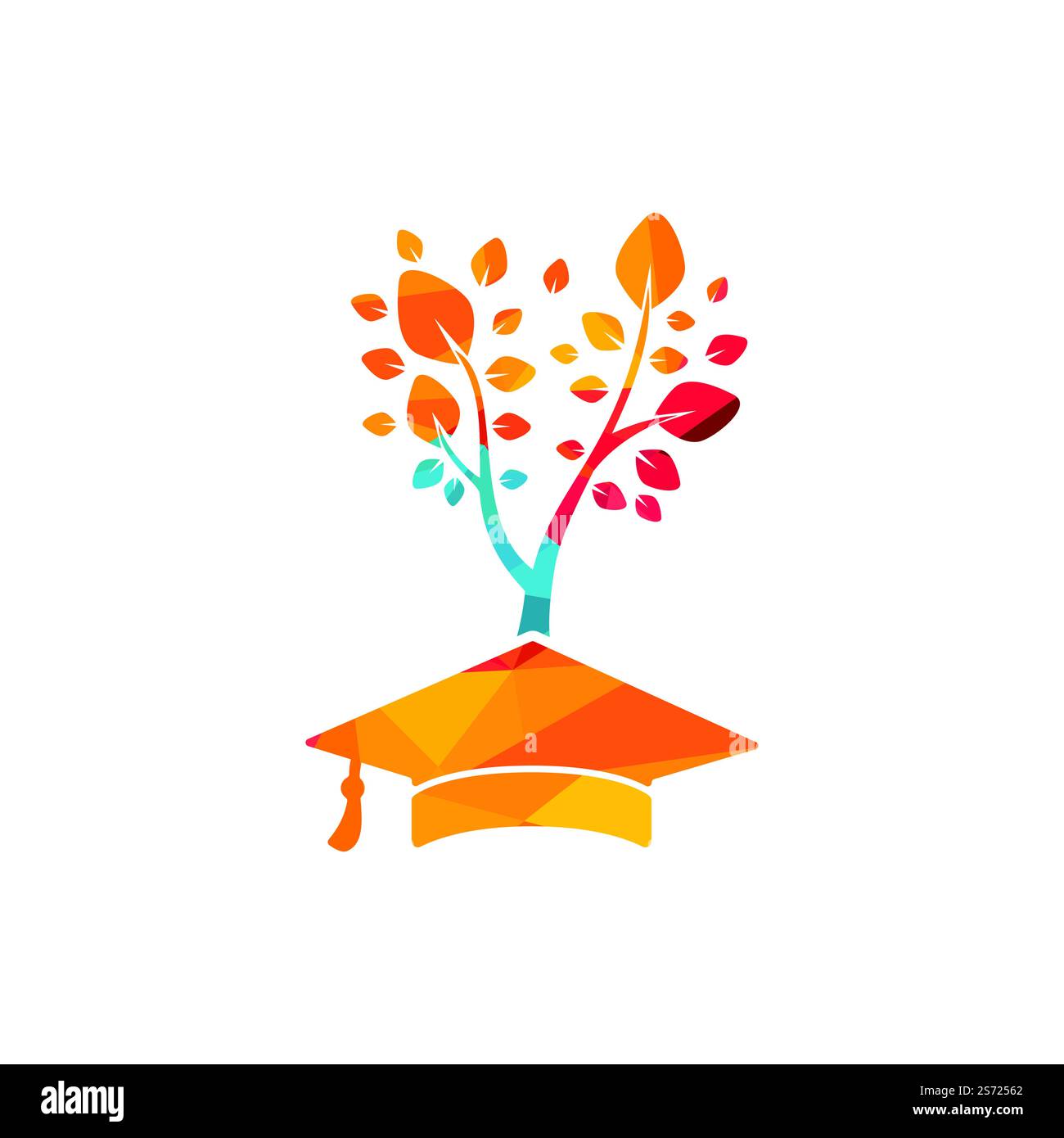 Creative modern nature Education logo design. Graduation cap and tree ...