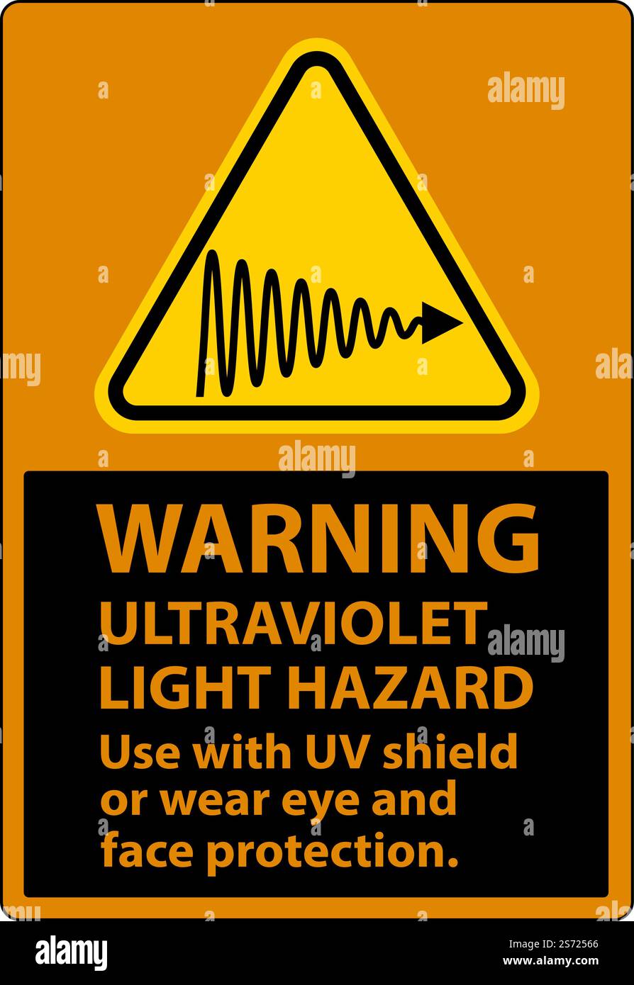 Warning Ultraviolet Light Hazard Label On White Background Stock Vector ...