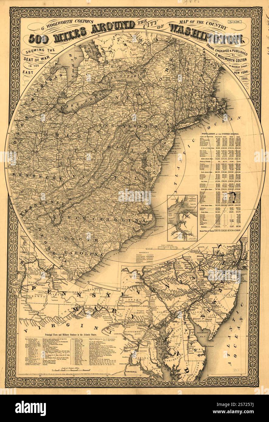 G. Woolworth Colton's map of the country 500 miles around the city of ...