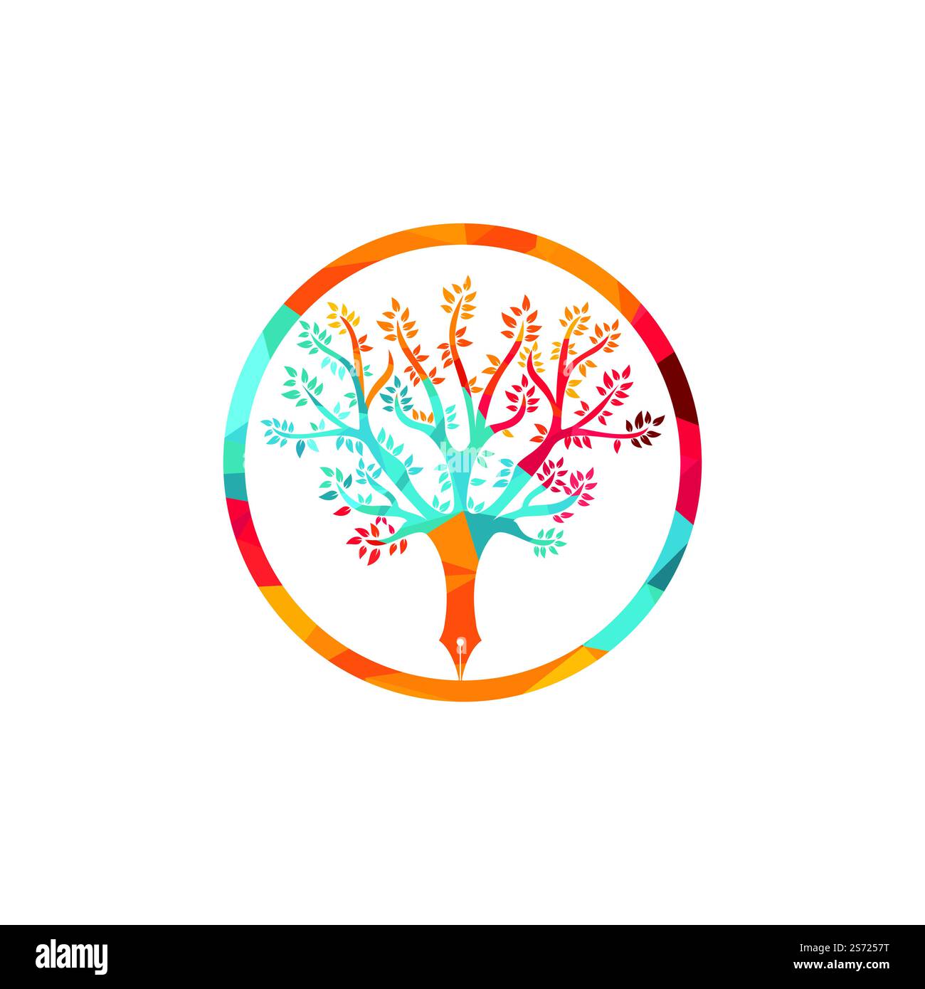 Tree pen vector logo design template. Writer and nature logo concept ...