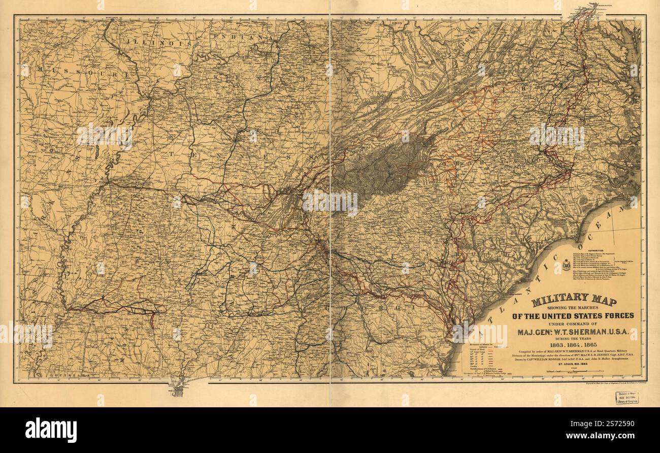 Military map showing the marches of the United States forces under ...