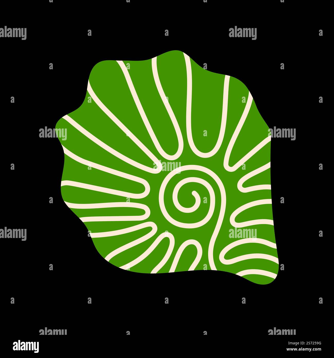 Flat vector illustration of a green spiral seashell Stock Vector Image ...