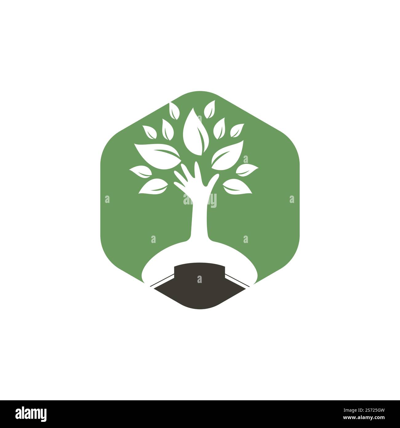Nature call vector logo design. Handset and hand tree icon design ...