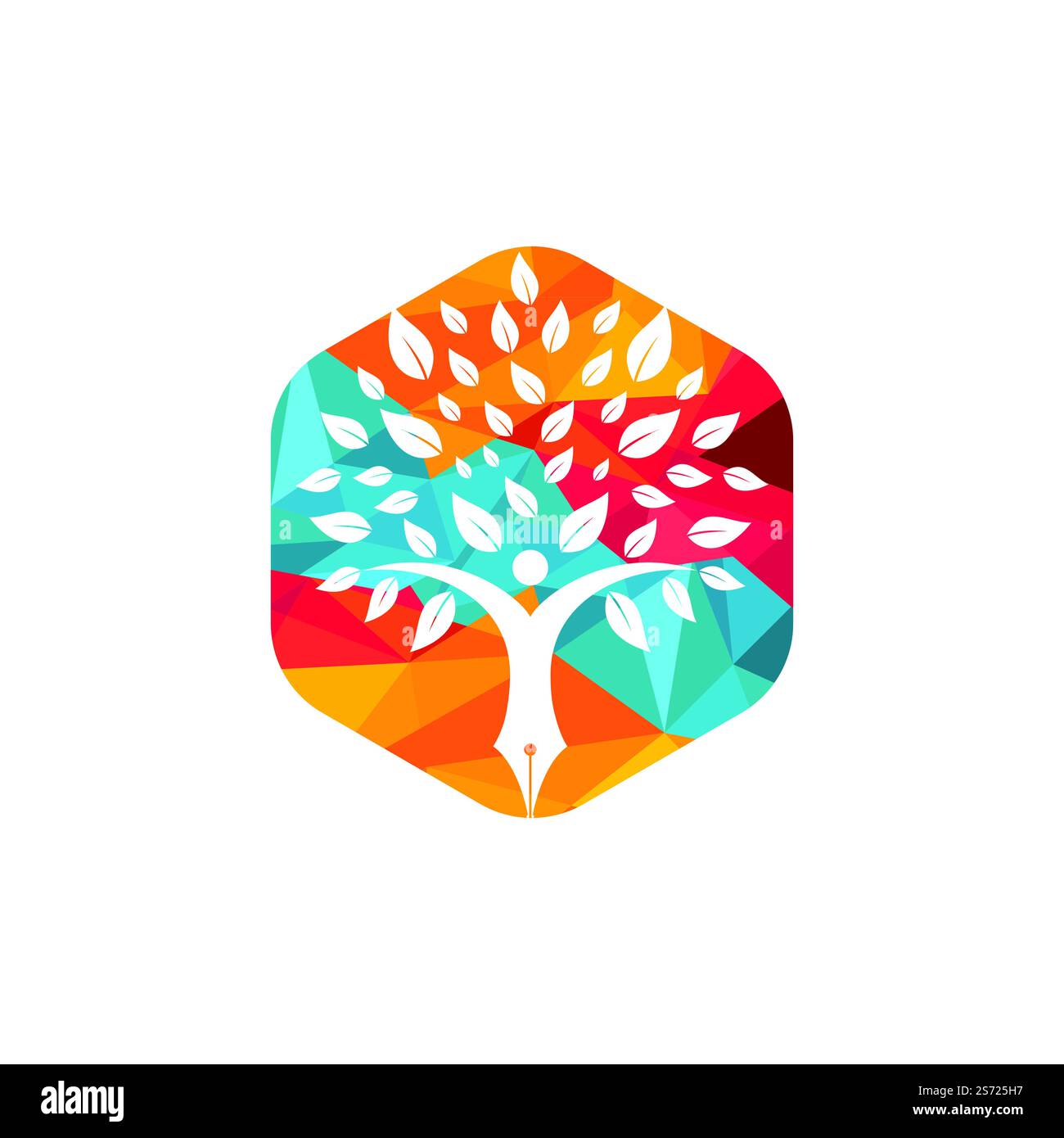 Education insurance and support logo concept. Pen and human tree icon ...