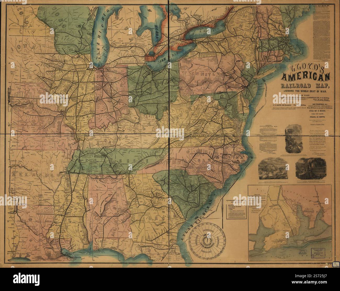 Lloyd's American railroad map, showing the whole seat of the war. 1861 ...