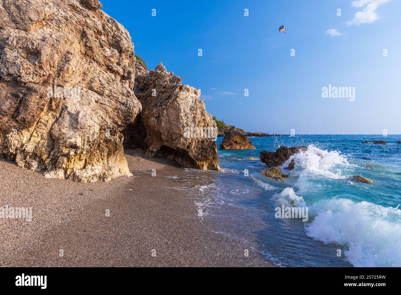 Kargicak beach, Turkey. Mediterranean landscape with shore water and ...
