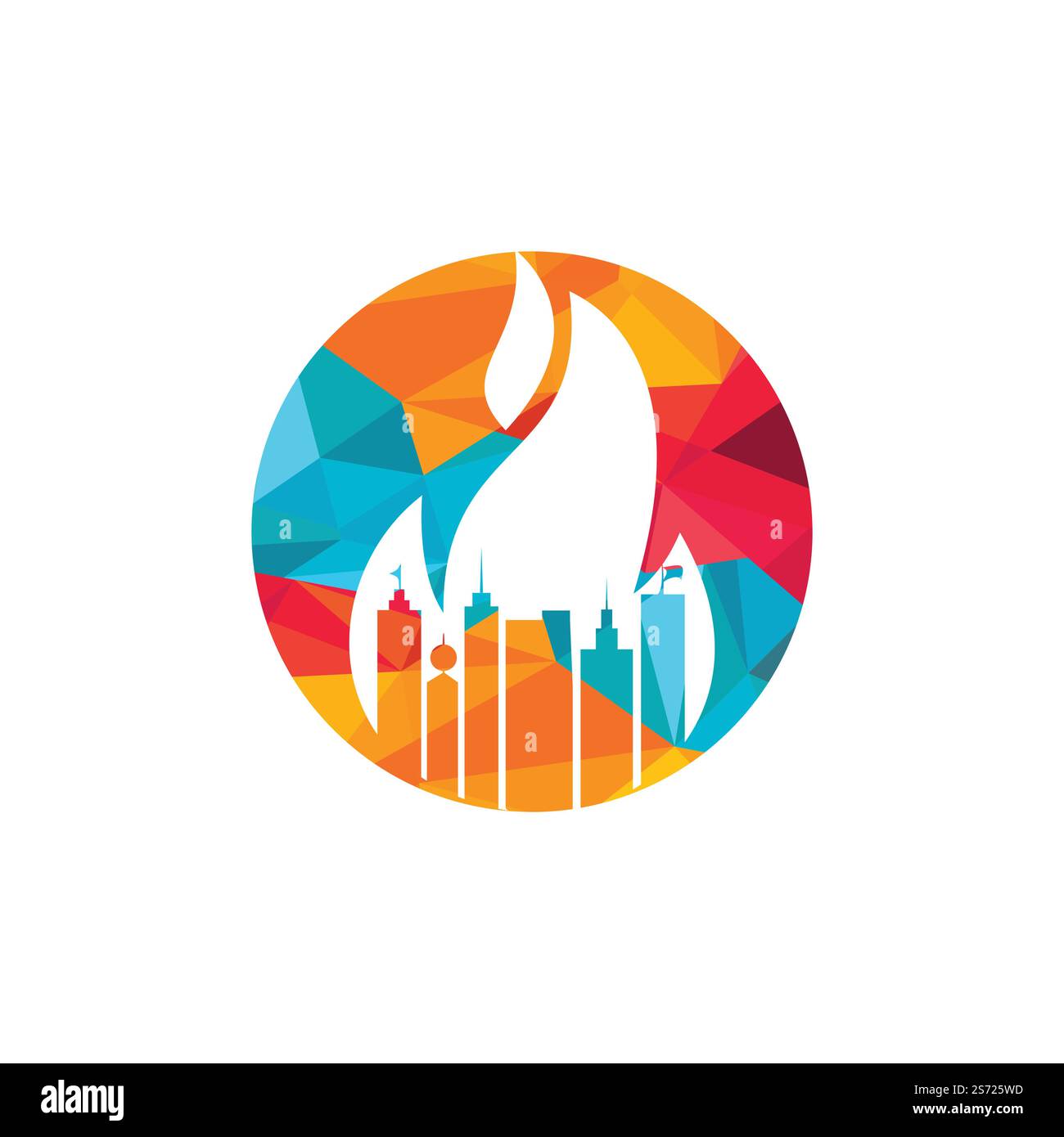 Fire city vector logo design template. Buildings and fire icon design ...