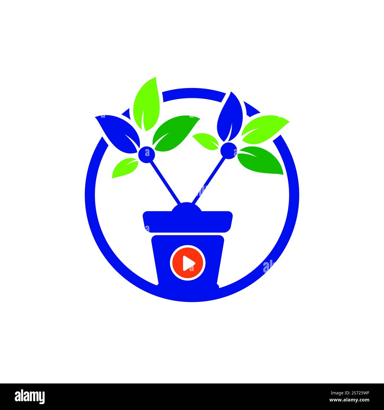 Nature tv vector logo design template. Flower pot and play button icon ...