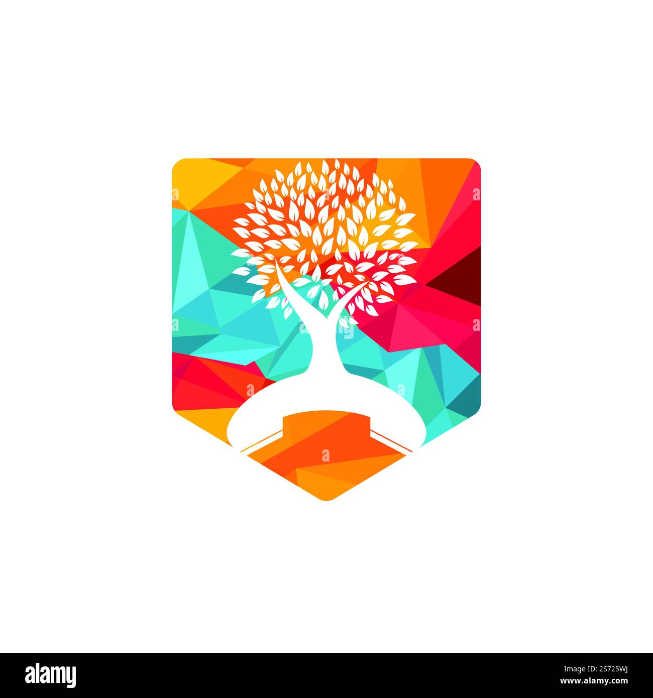 Nature call vector logo design. Handset tree icon design template Stock ...