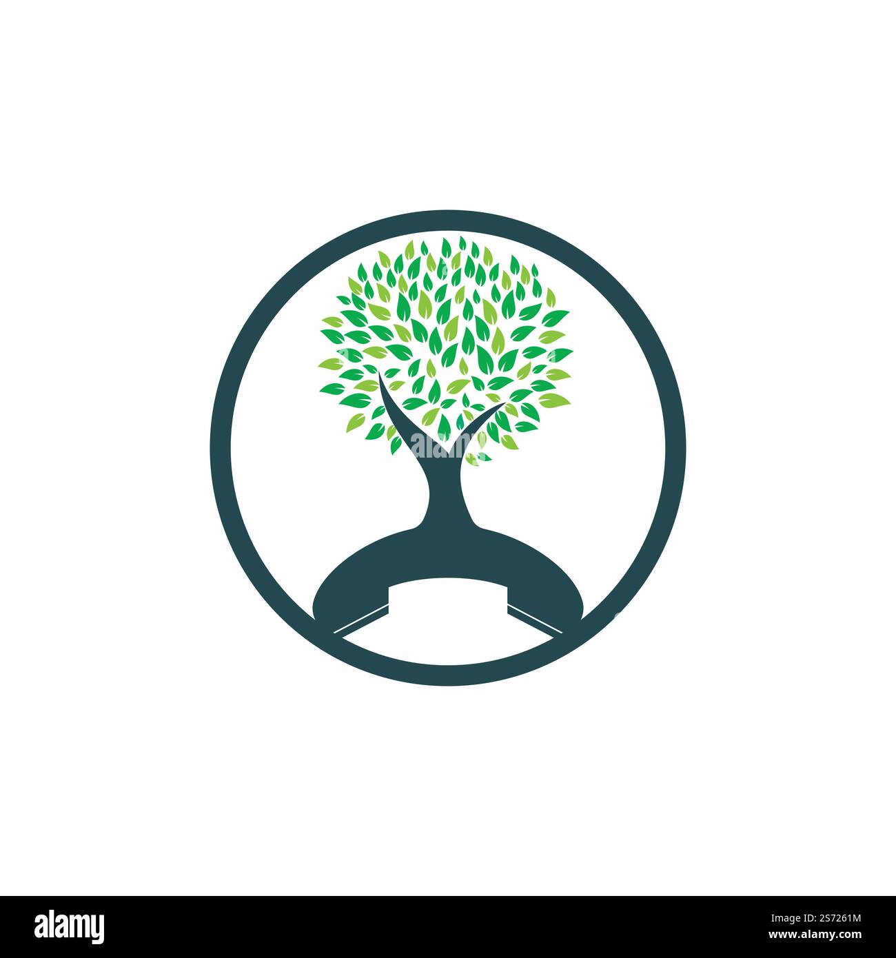 Nature call vector logo design. Handset tree icon design template Stock ...