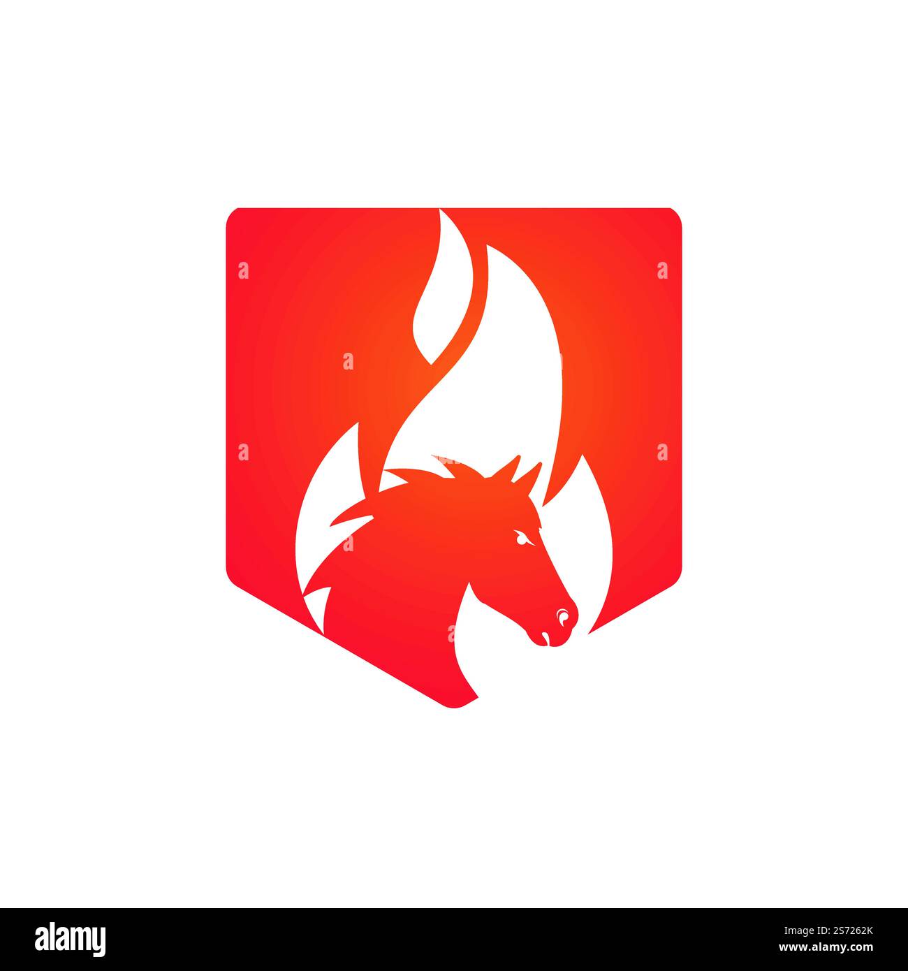 Burning horse in fire flame logo vector design template. Speed, freedom ...