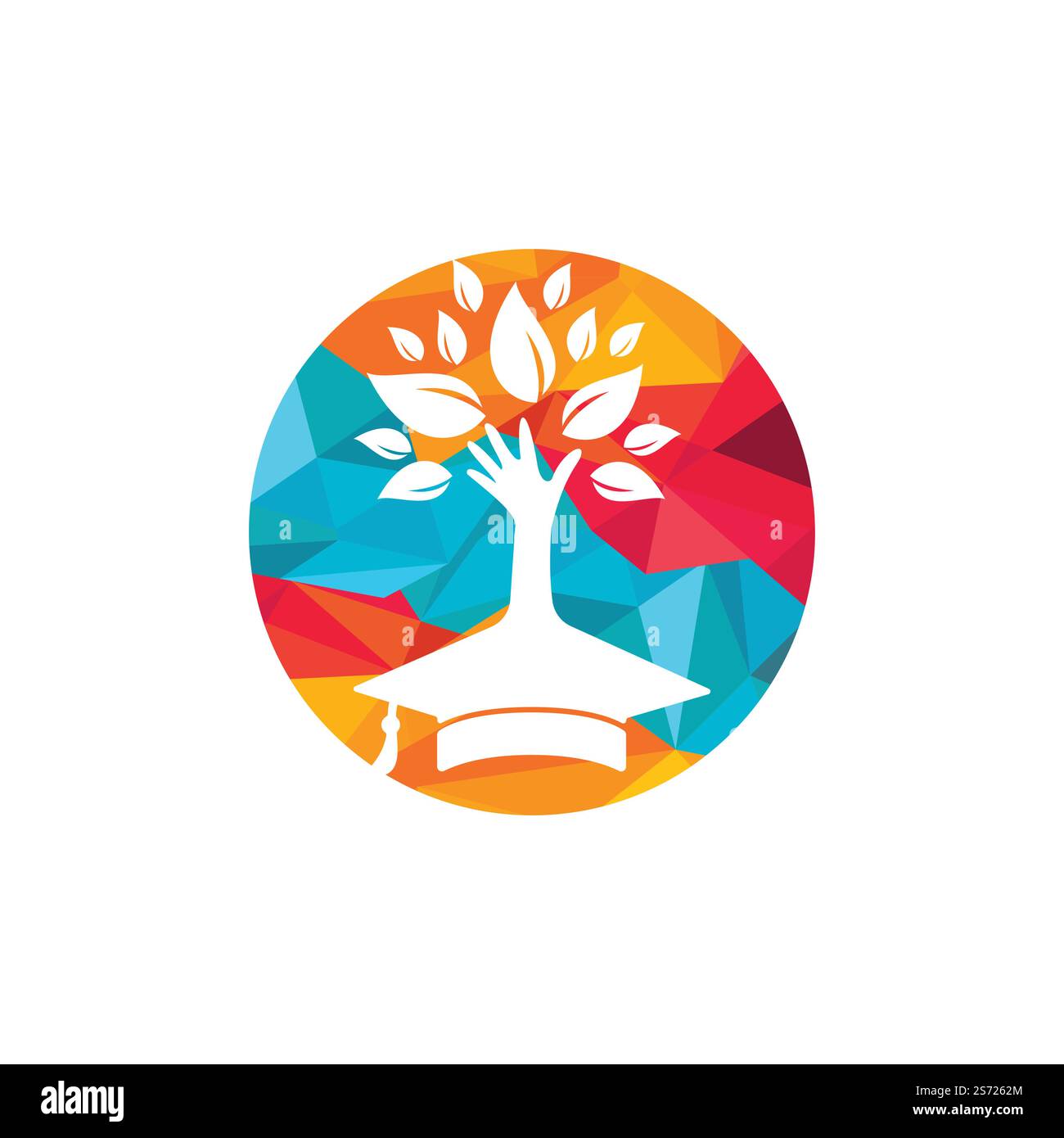 Education insurance and support logo concept. Graduation cap and hand ...