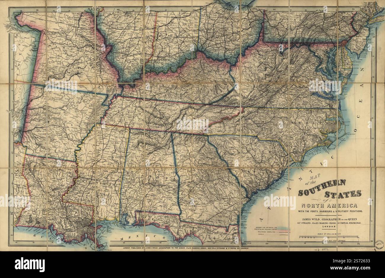 Map of the southern states of North America with the forts, harbours ...