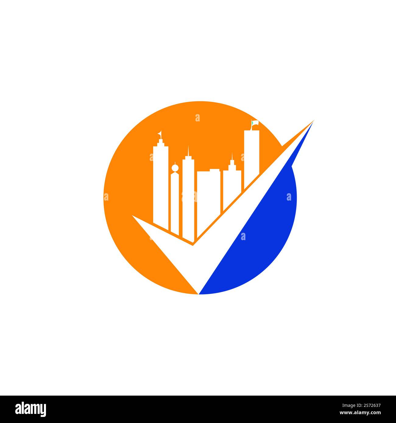 City building check mark logo design. Building construction logo ...