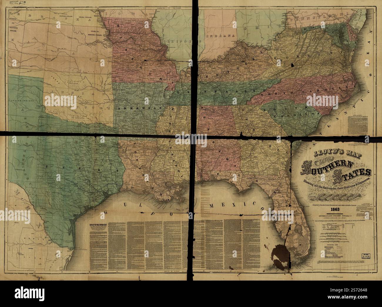 Lloyd's map of the southern states showing all the railroads, their ...