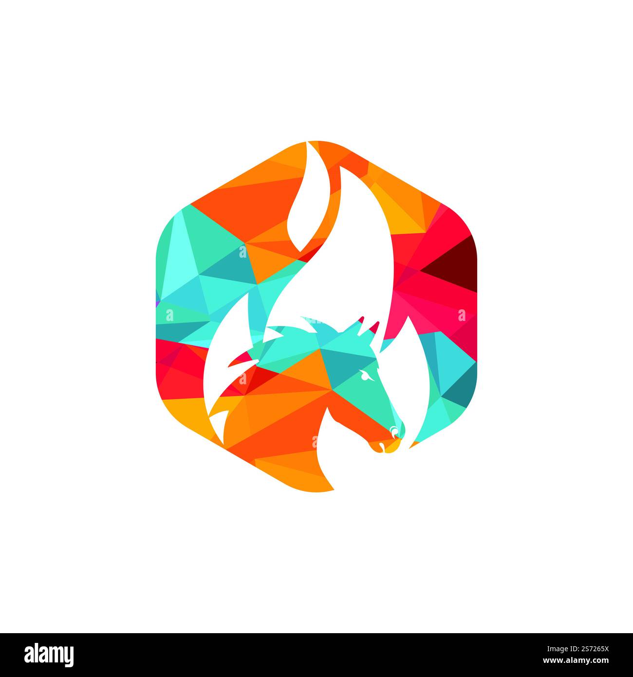Burning horse in fire flame logo vector design template. Speed, freedom ...