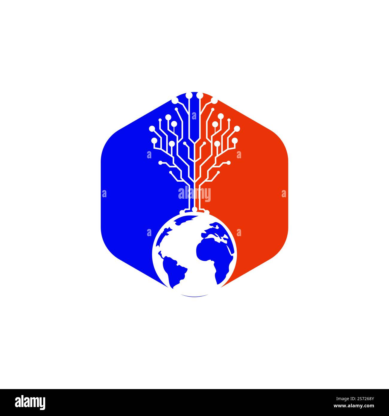 World tech vector logo design template. Globe and tech tree icon design ...