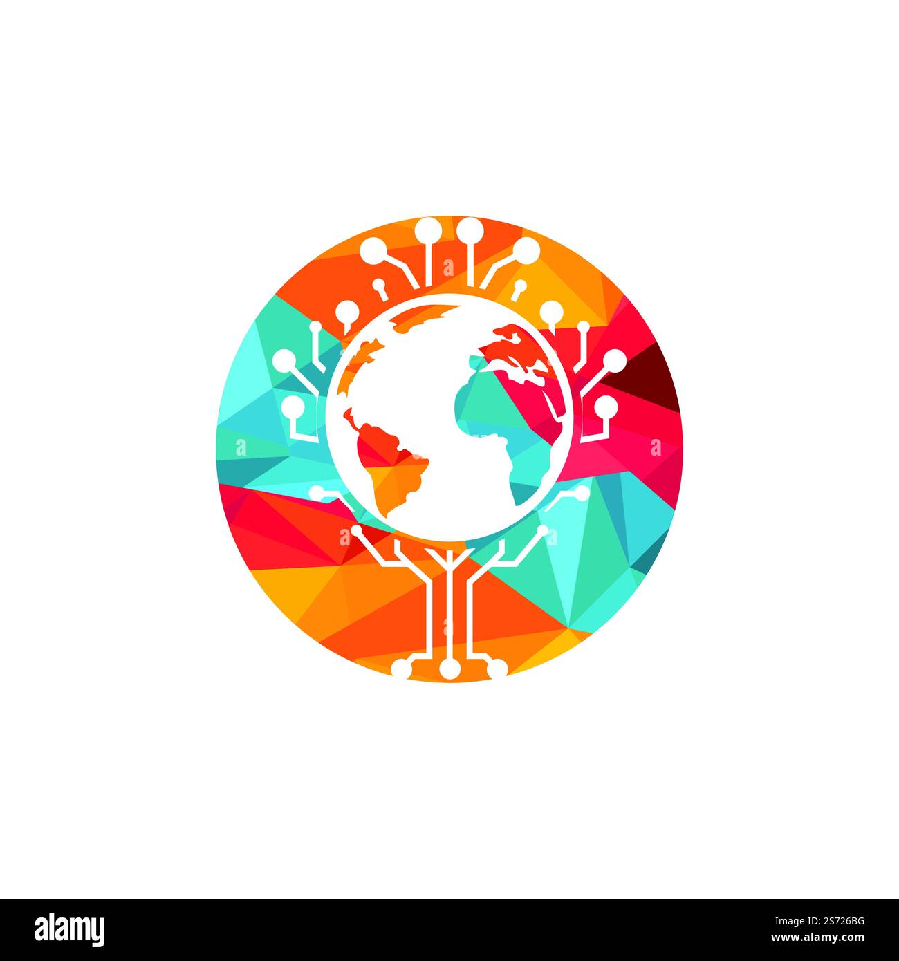 World tech vector logo design template. Globe and tech tree icon design ...