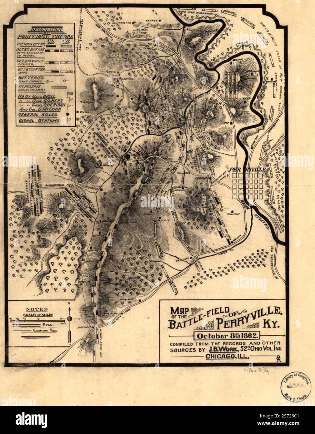 Map of the battle-field of Perryville, Ky., October 8th 1862. 1900 by ...