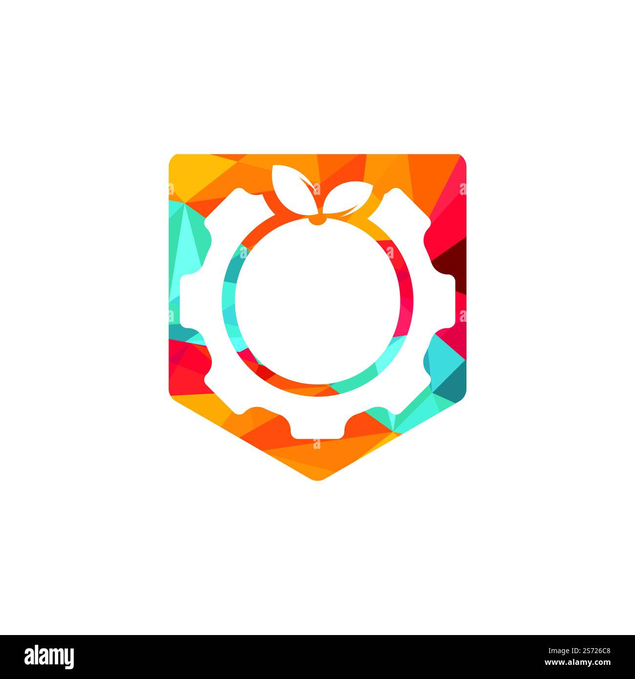 Gear with fresh orange logo design. Cog wheel and fruit vector icon ...