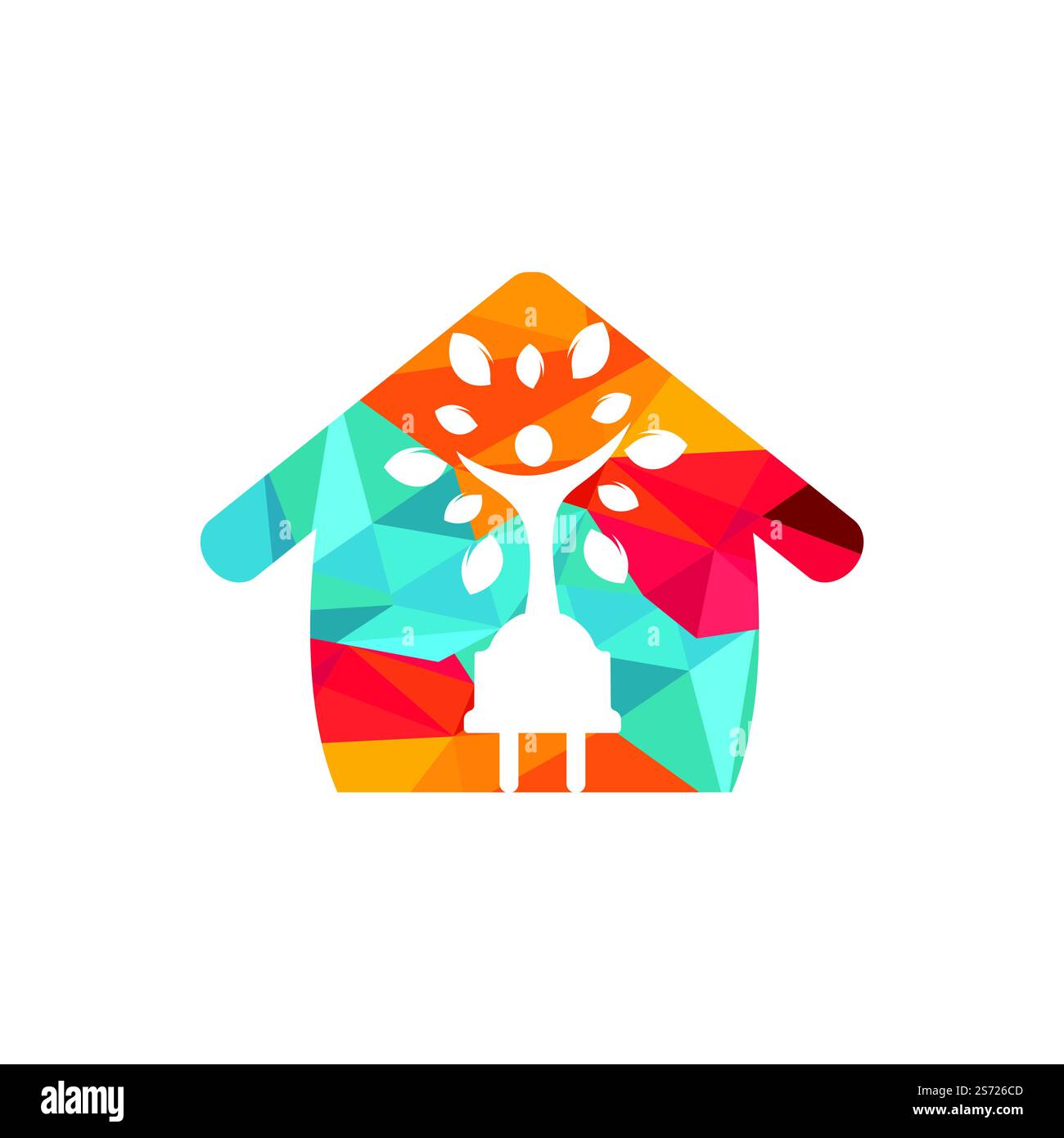 Electric cord and human tree with home vector logo design. Green energy ...