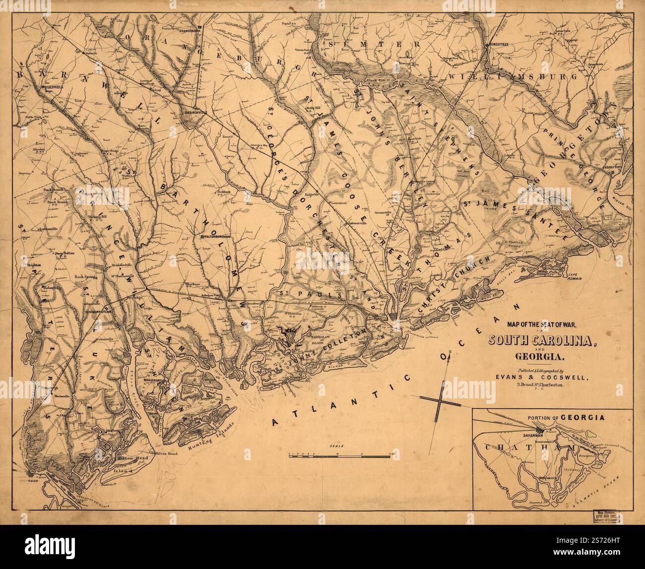 Map of the seat of war, in South Carolina, and Georgia. 1861 by Evans ...