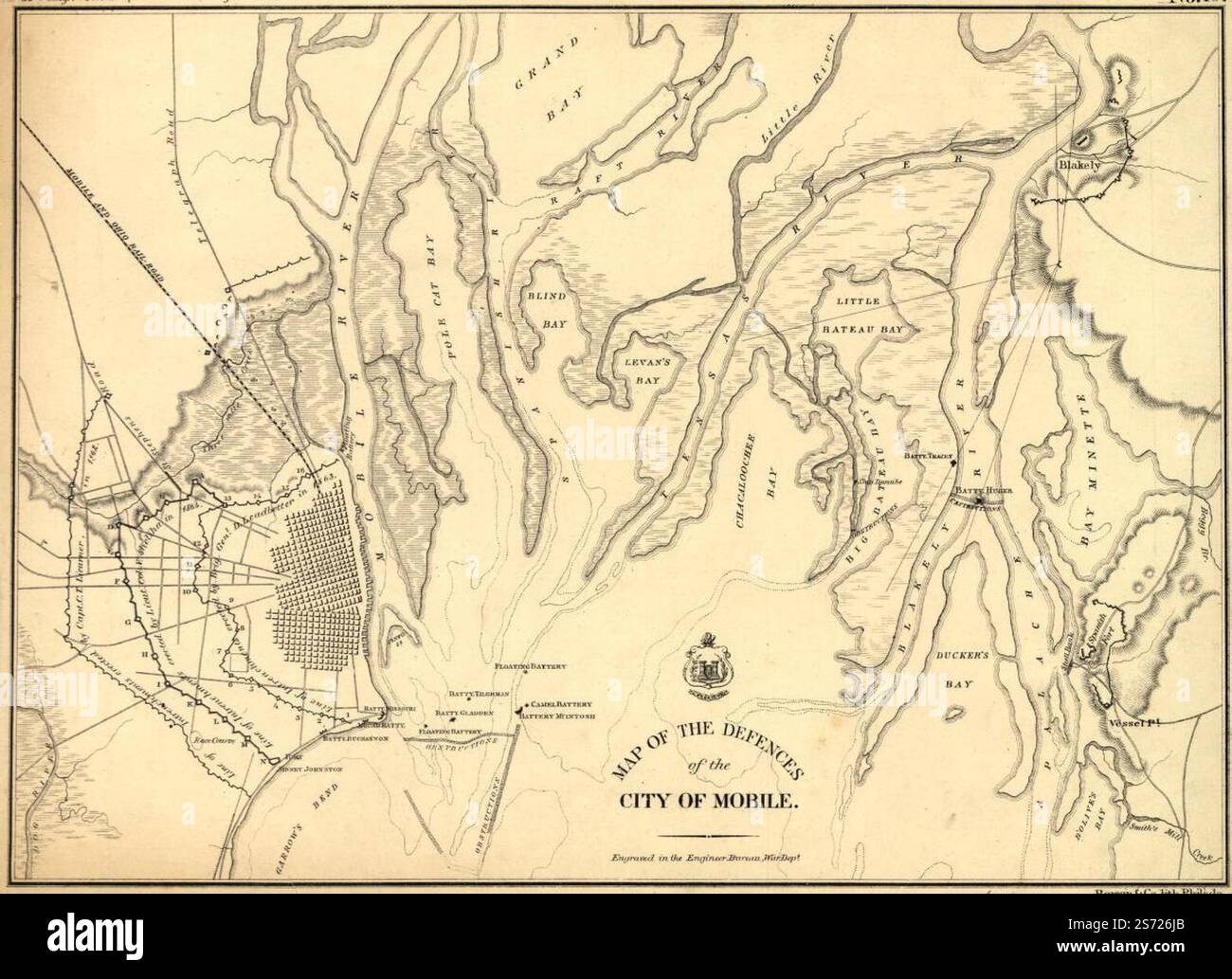 Map of the defences of the city of Mobile. [1862-64] 1866 by United ...