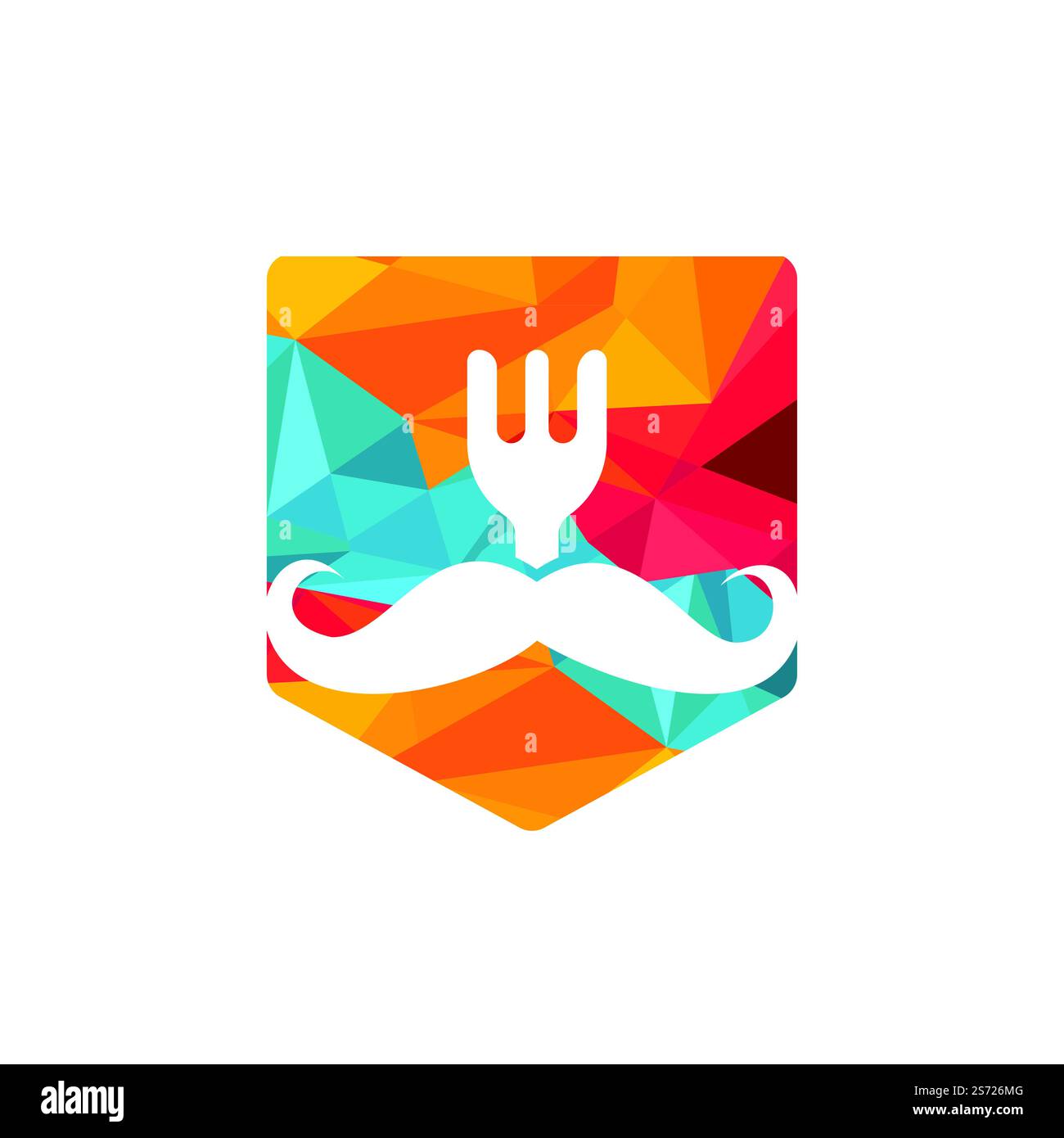 Food guru logo template design. illustration mustache with fork icon ...