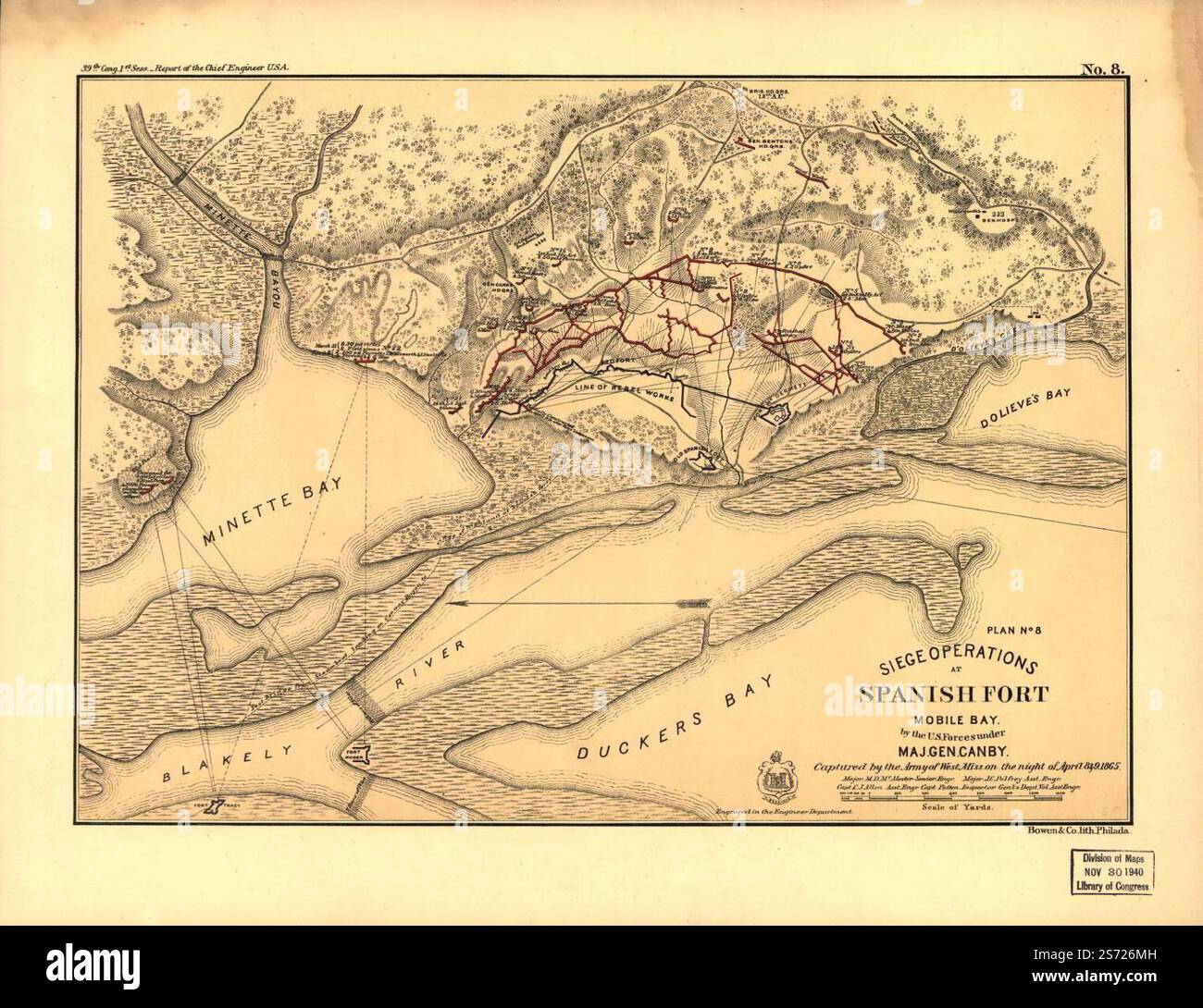 Siege operations at Spanish Fort, Mobile Bay, by the U.S. forces under ...
