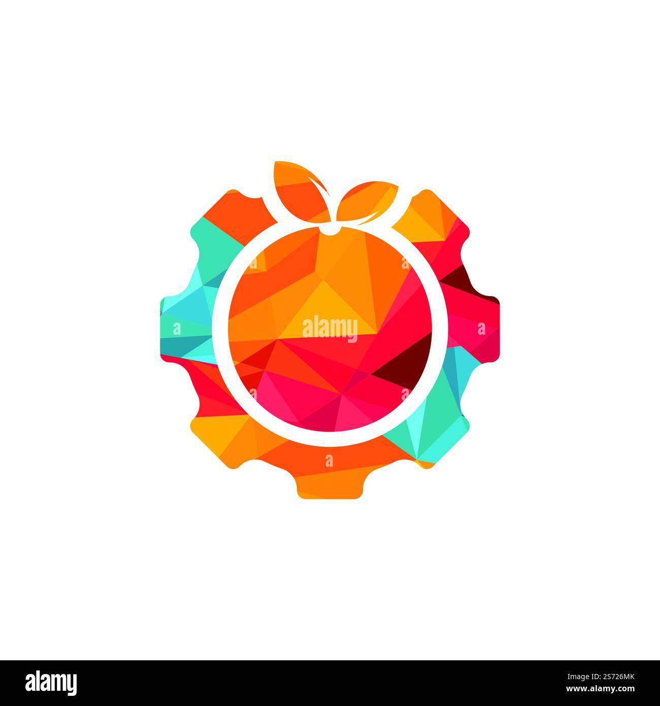 Gear with fresh orange logo design. Cog wheel and fruit vector icon ...