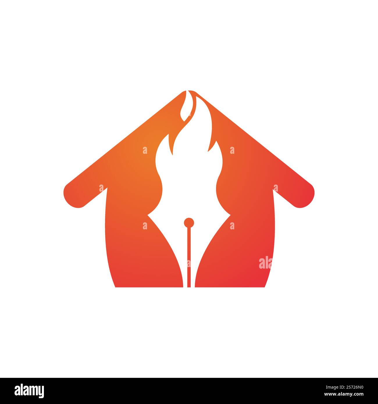 Fire Pen vector logo design concept. Hot writer home vector logo icon ...
