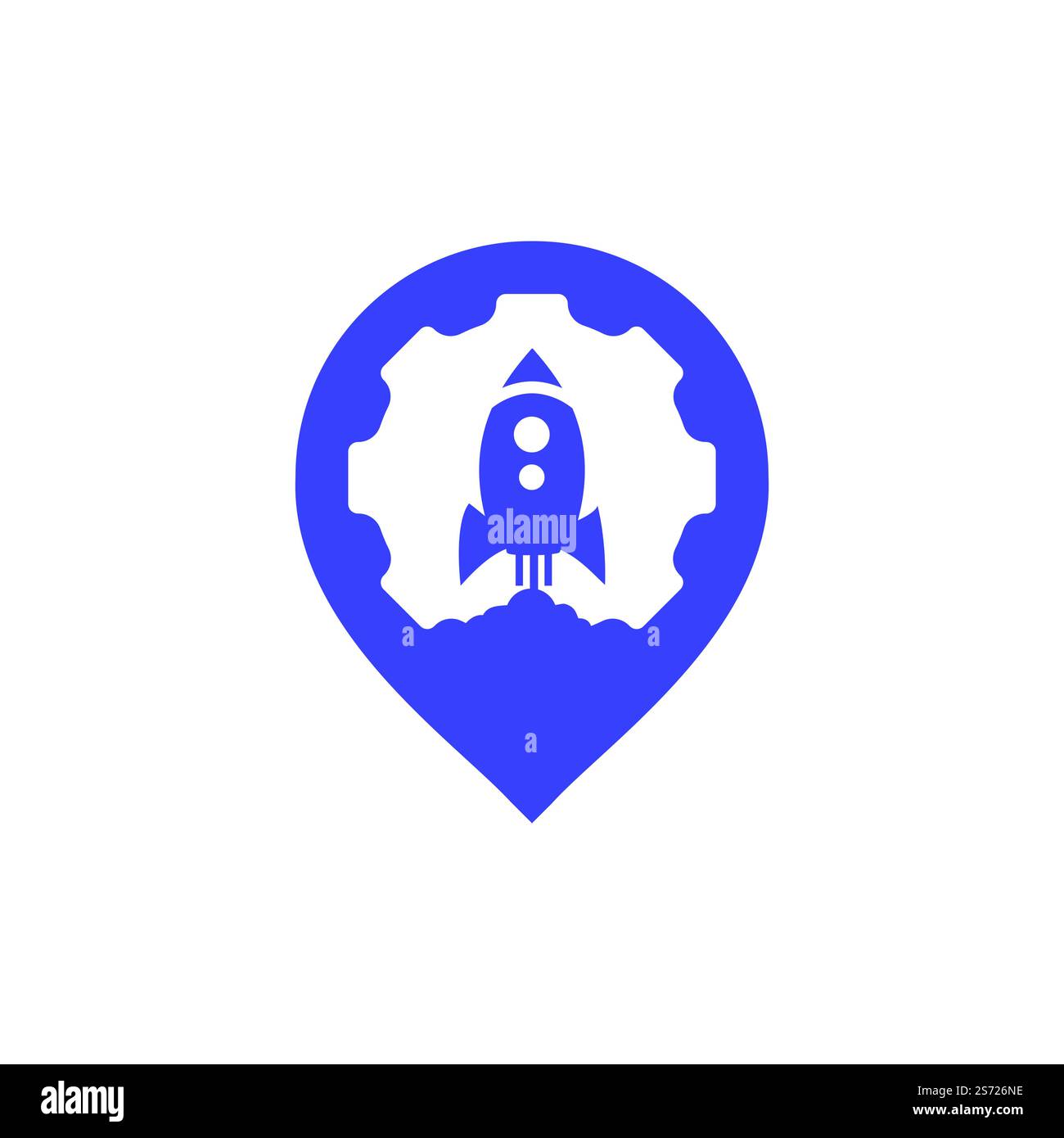 Rocket Gear vector logo design template. Cog wheel and rocket launch ...