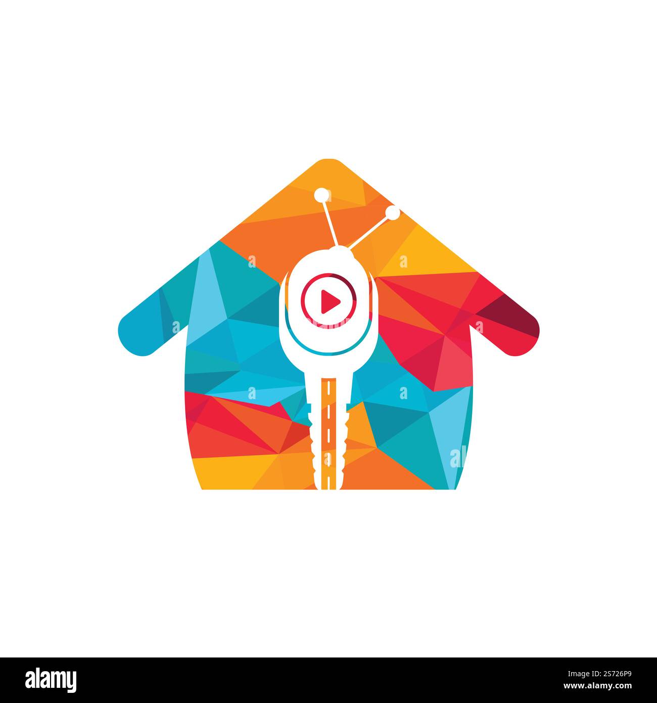 Drive tv vector logo design template. Road and key with tv icon design ...