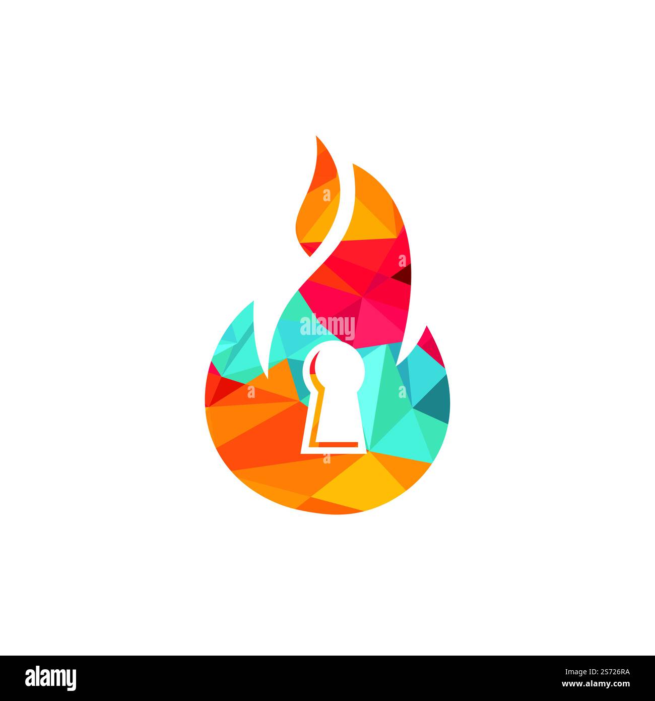 Fire padlock key logo design template. Fire flame key logo icon Stock ...