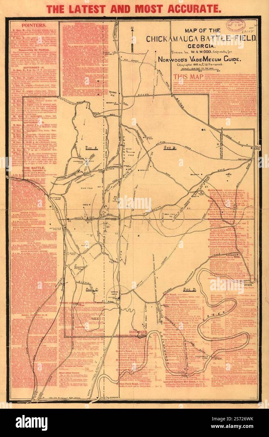 Map of the Chickamauga battle-field, Georgia 1895 by Wood W. A ...