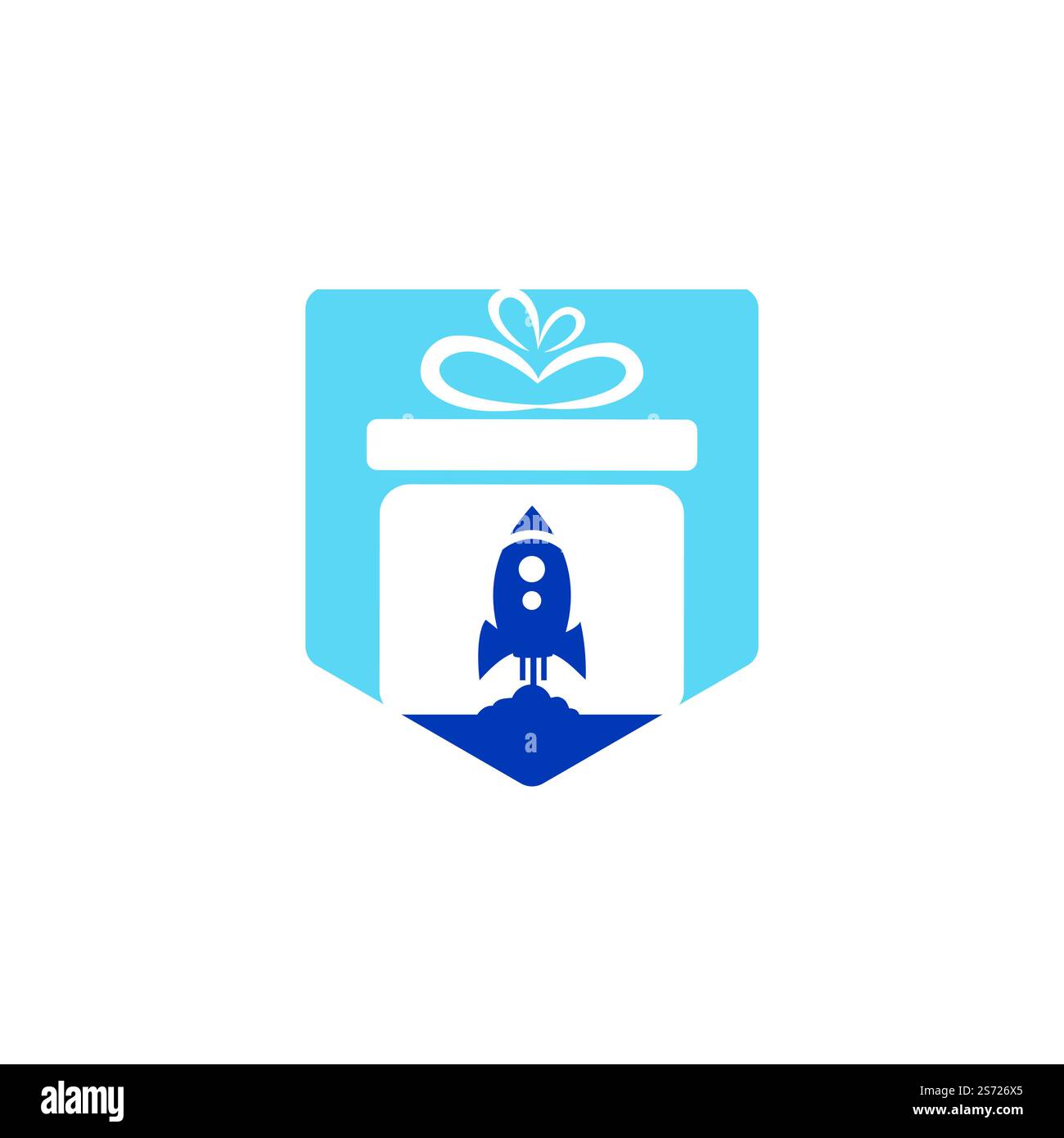 Gift Package with Rocket speed vector logo design. Unique delivery and ...