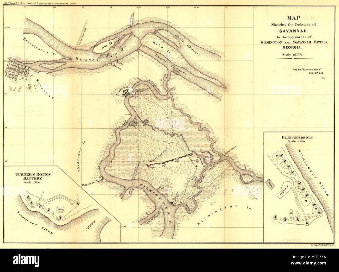 Map showing the defences of Savannah, on the approaches of Wilmington ...