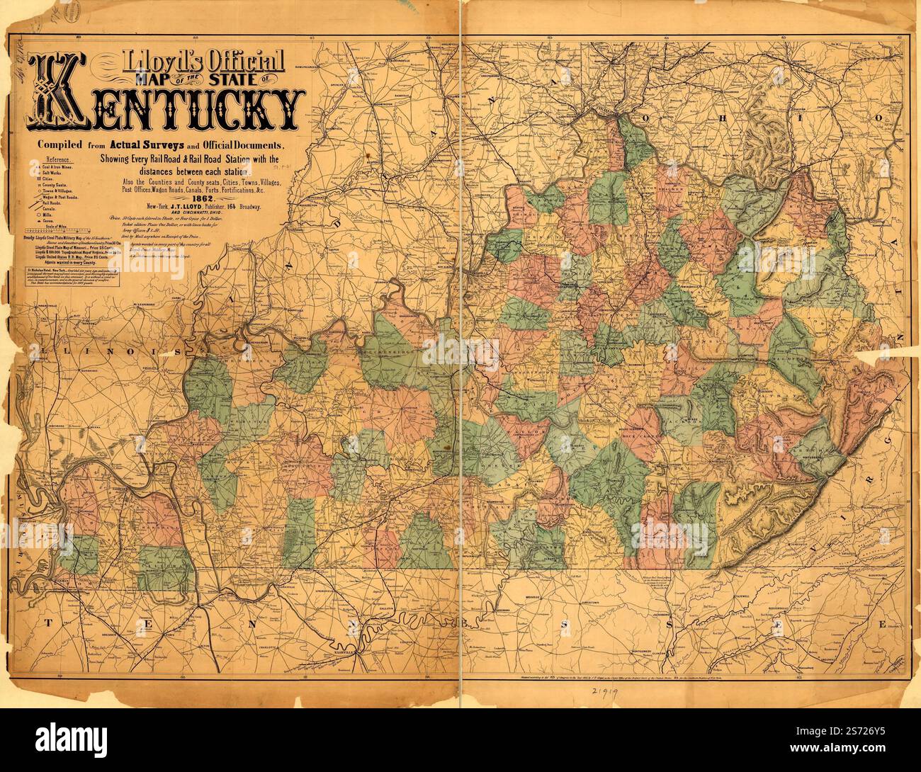Lloyd's official map of the State of Kentucky 1862 by Lloyd James T ...
