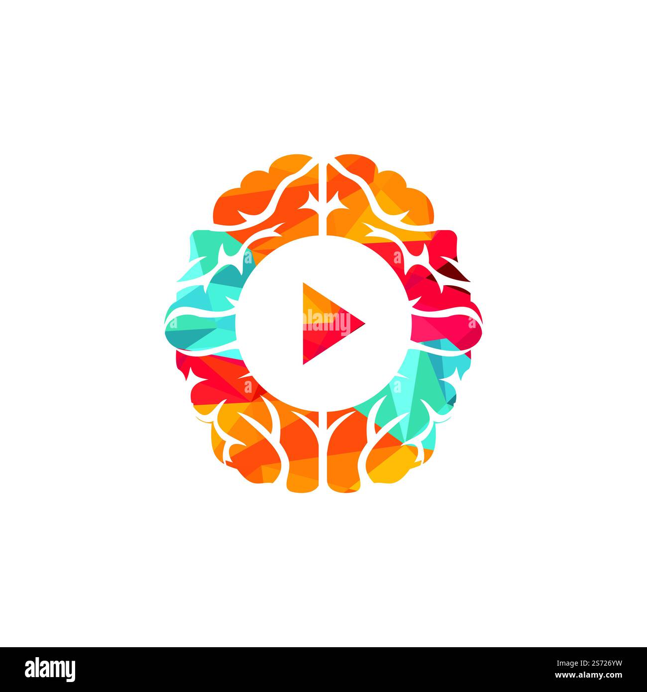 Brain media player vector logo design. Mind play logo template design ...