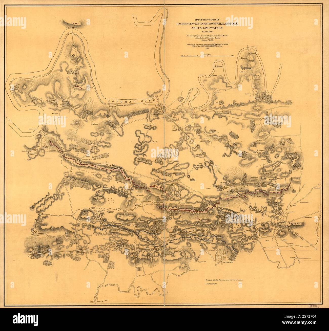 Map of the vicinity of Hagerstown, Funkstown, Williamsport, and Falling ...