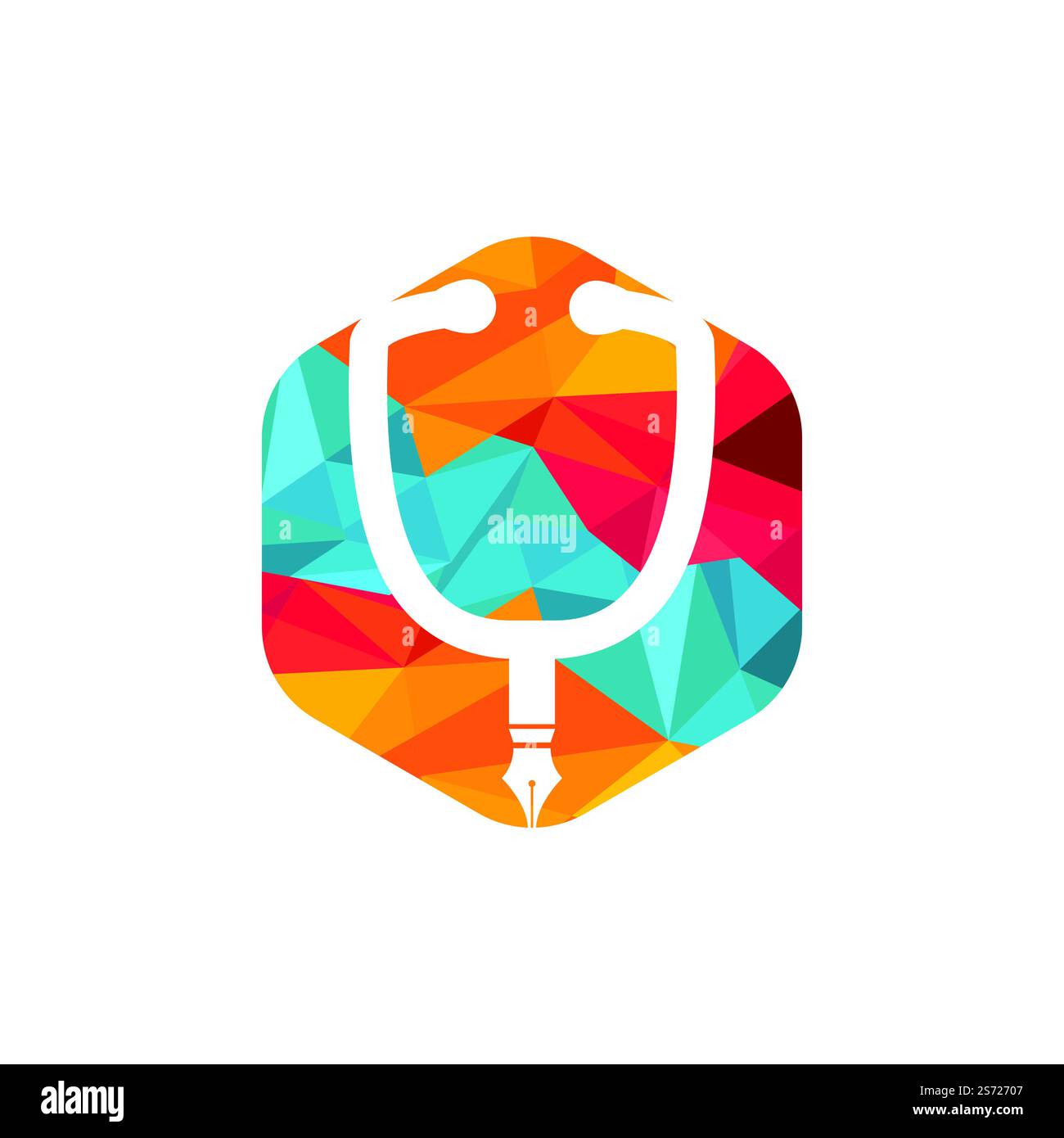 Medical education vector logo design. Pen nib and stethoscope vector ...