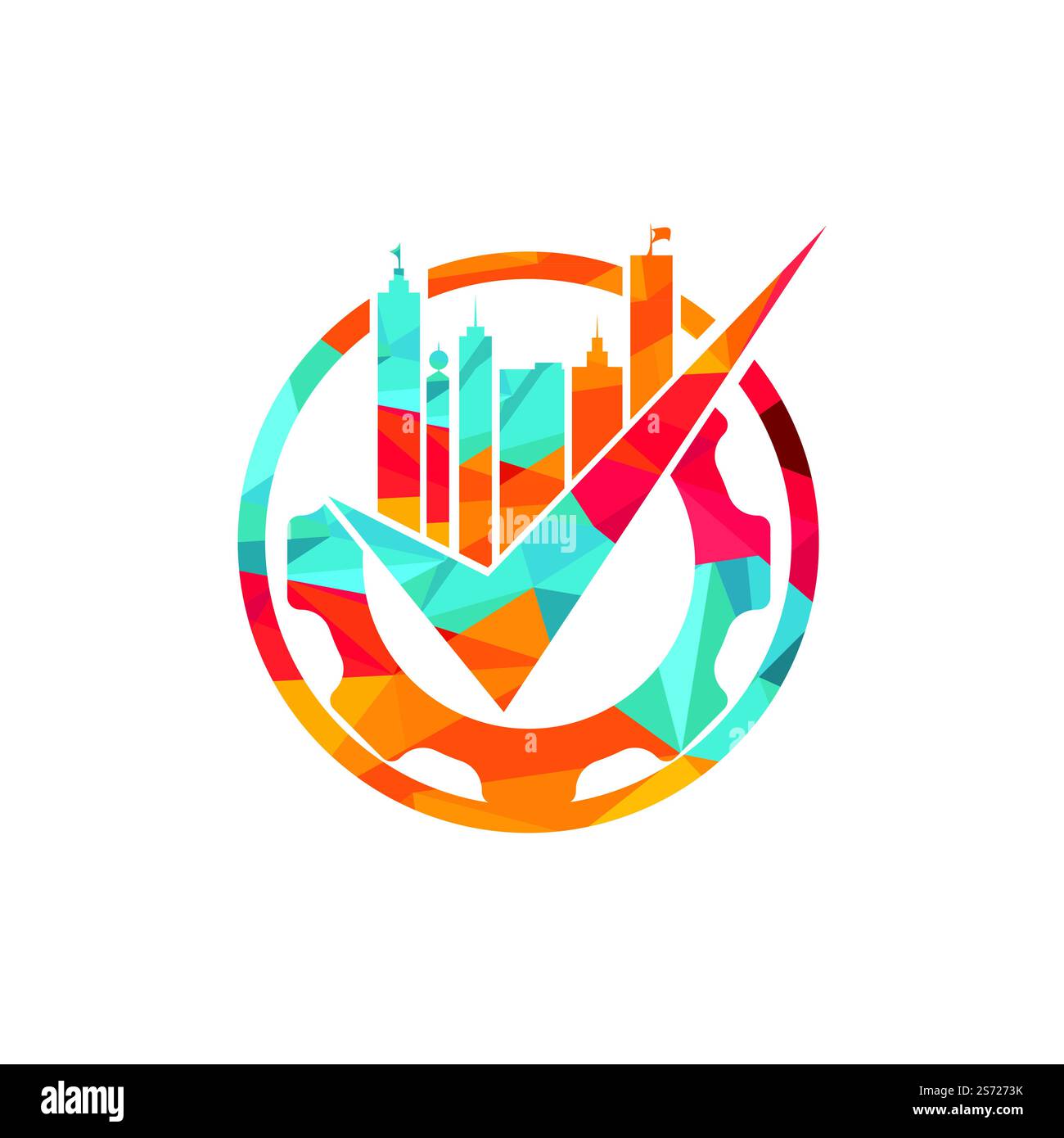 Building maintenance logo design template. Gear with skyscraper and ...