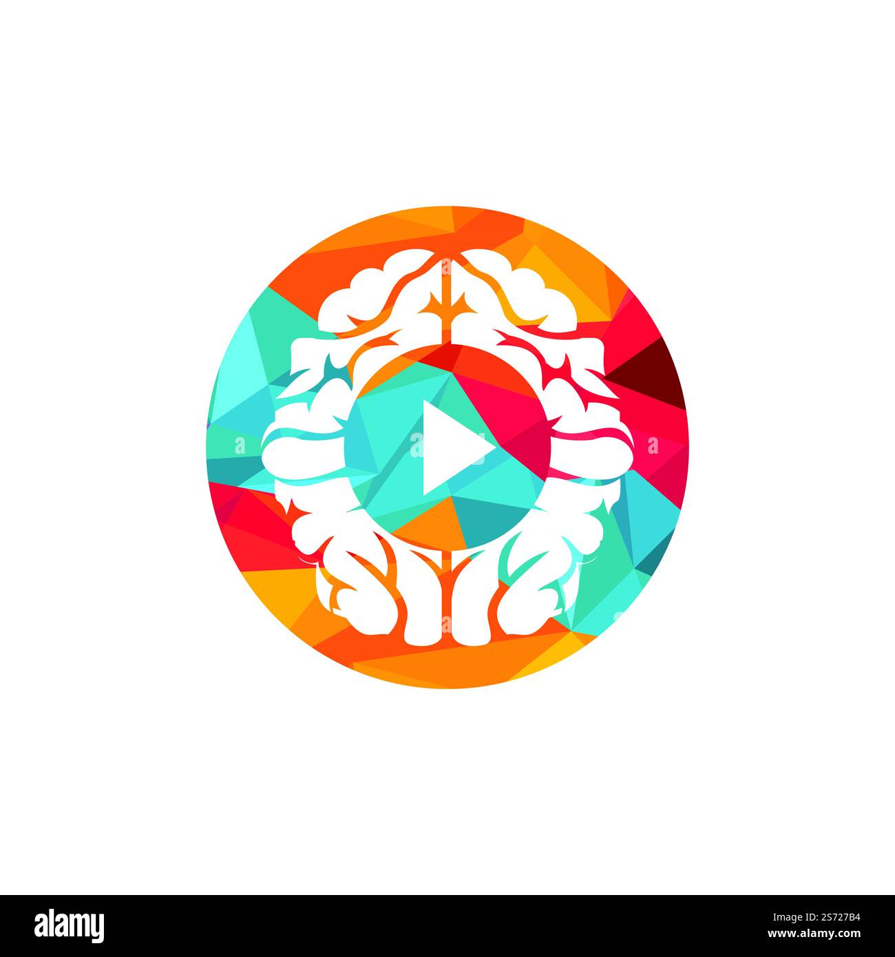 Brain media player vector logo design. Mind play logo template design ...