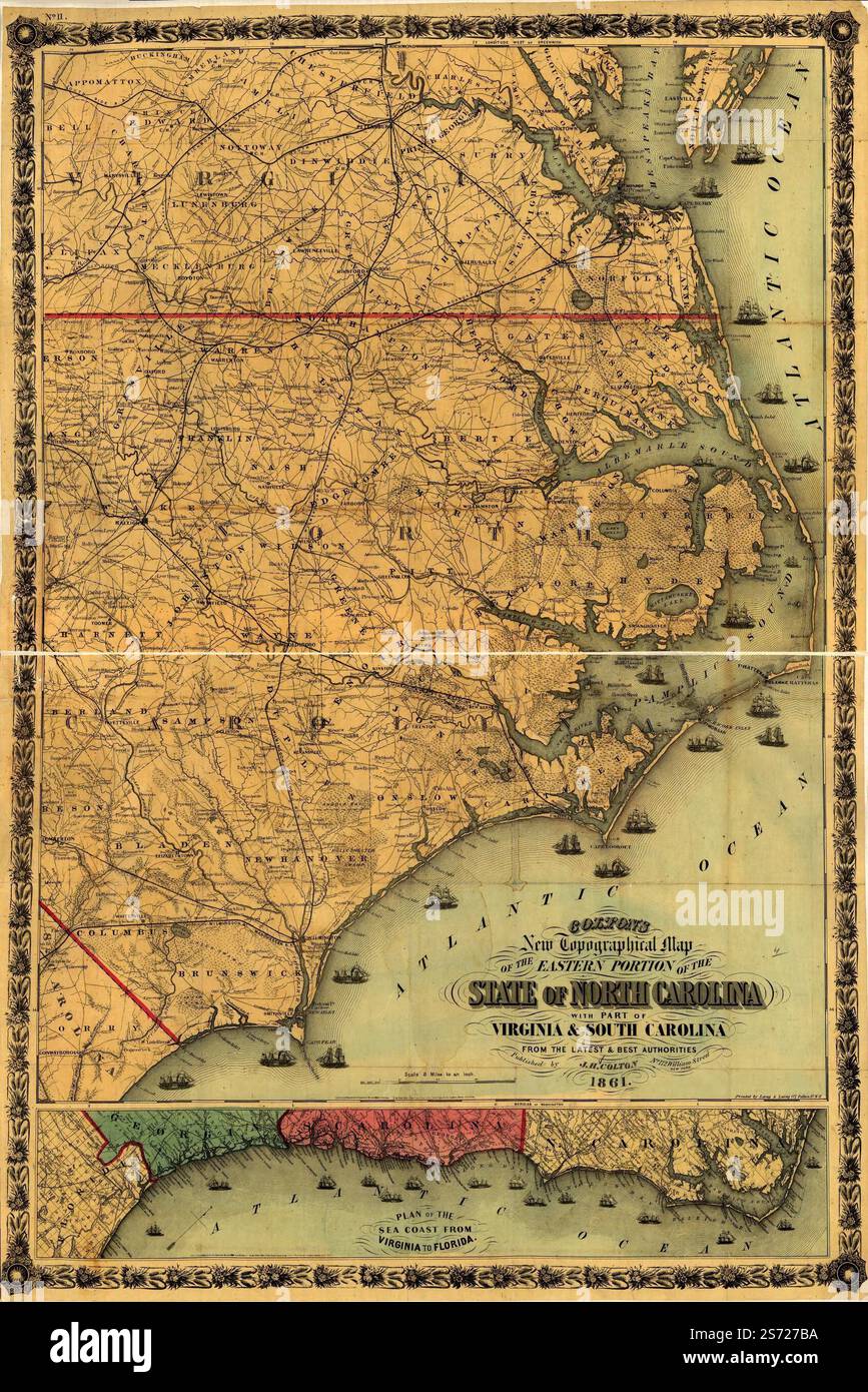 Colton's new topographical map of the eastern portion of the State of North Carolina with part ...
