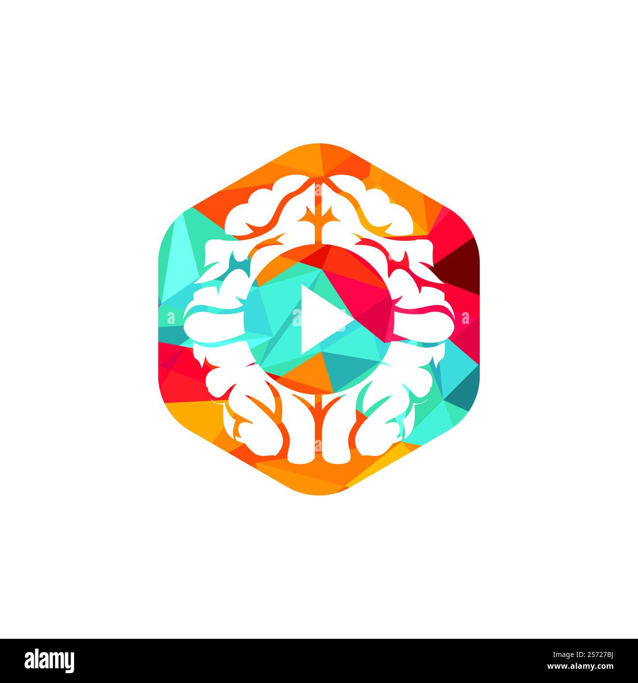 Brain media player vector logo design. Mind play logo template design ...