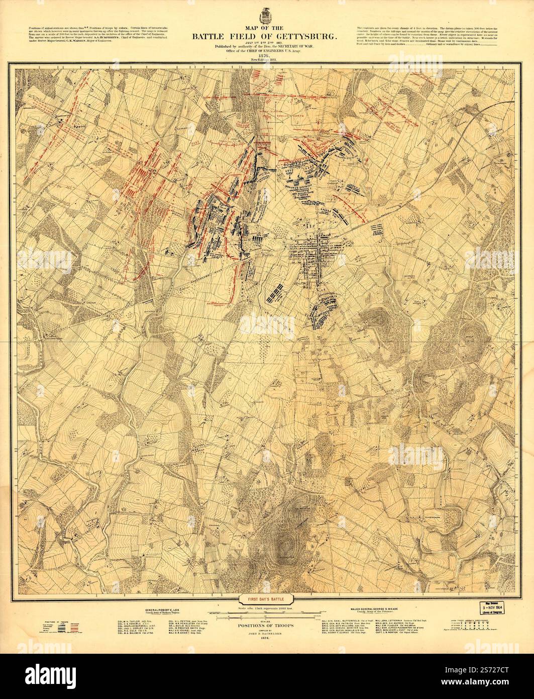 Map of the battlefield of Gettysburg. July 1st, 2nd, 3rd, 1863 1863 by ...